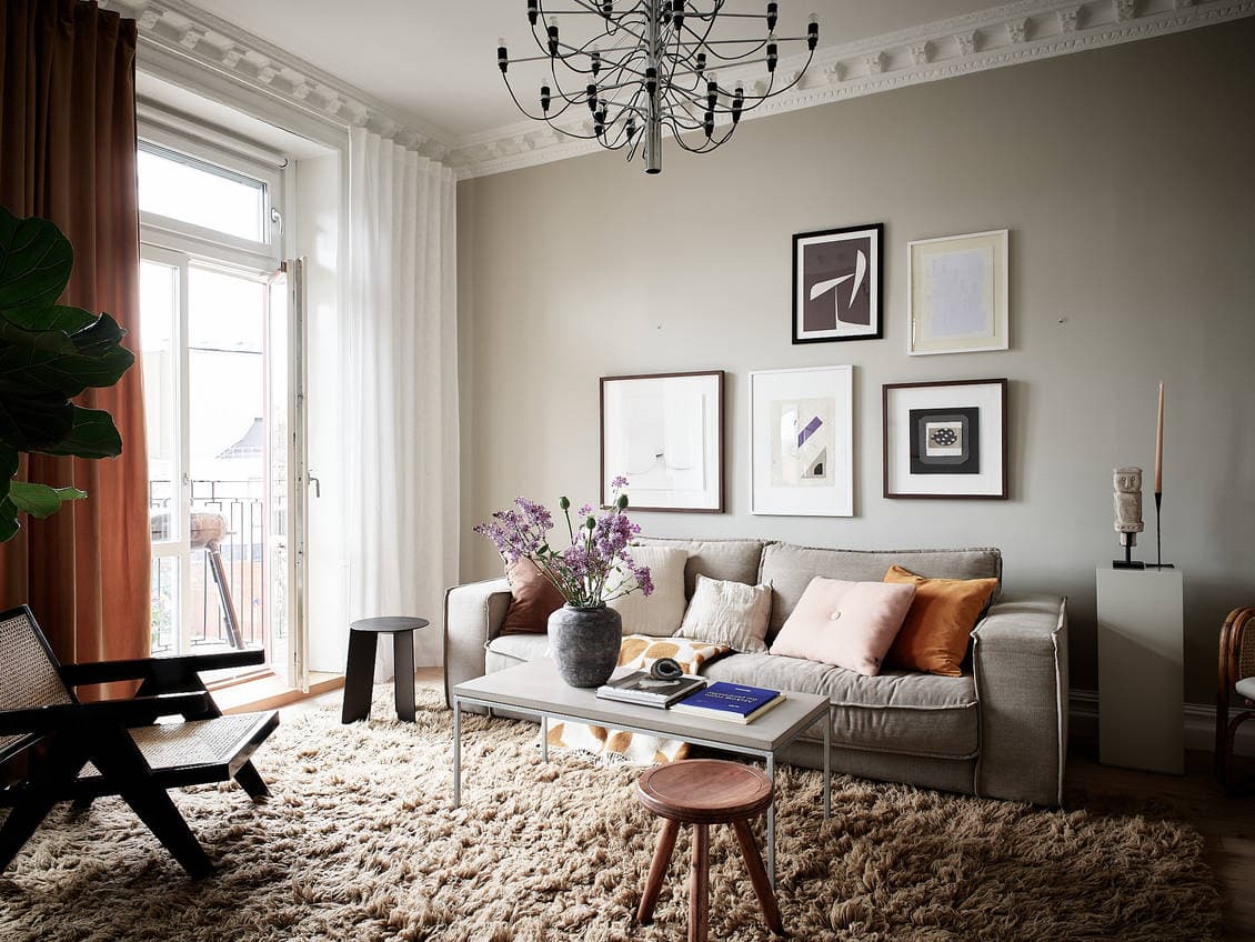 Living room with lots of textures - COCO LAPINE DESIGNCOCO LAPINE DESIGN