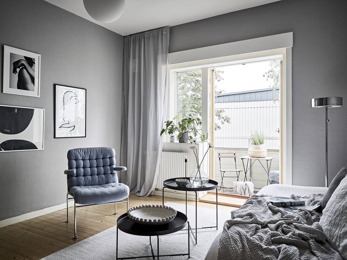 Blue and grey living room - COCO LAPINE DESIGNCOCO LAPINE DESIGN